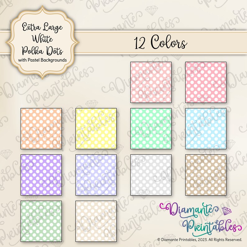 Extra Large White Polka Dots on Pastel Backgrounds Digital - Etsy México