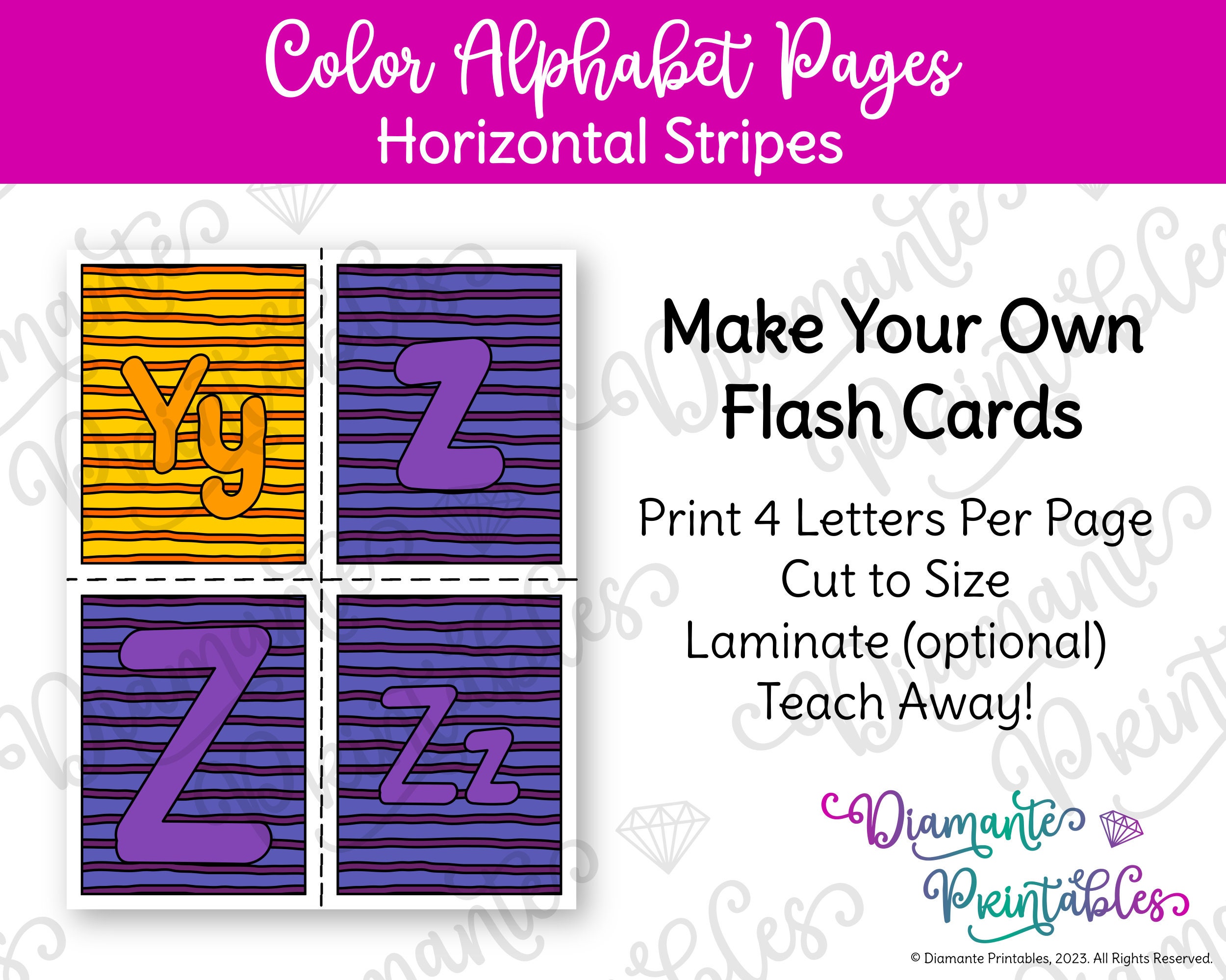 Printable Alphabet Poster Bundle Horizontal Stripes Bulletin Board ...