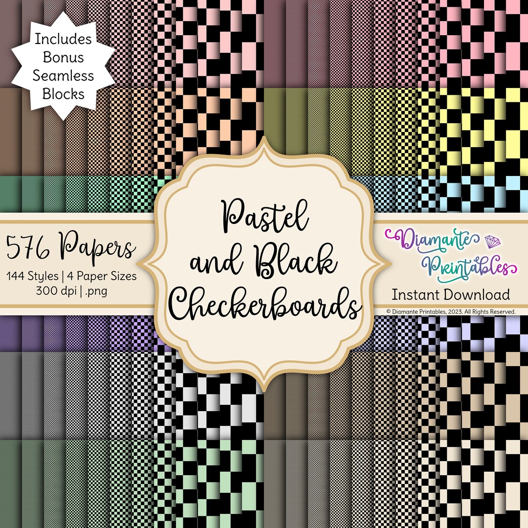 Checkerboards Digital Paper Pack | Pastel Colors | 12 Colors | 144 ...