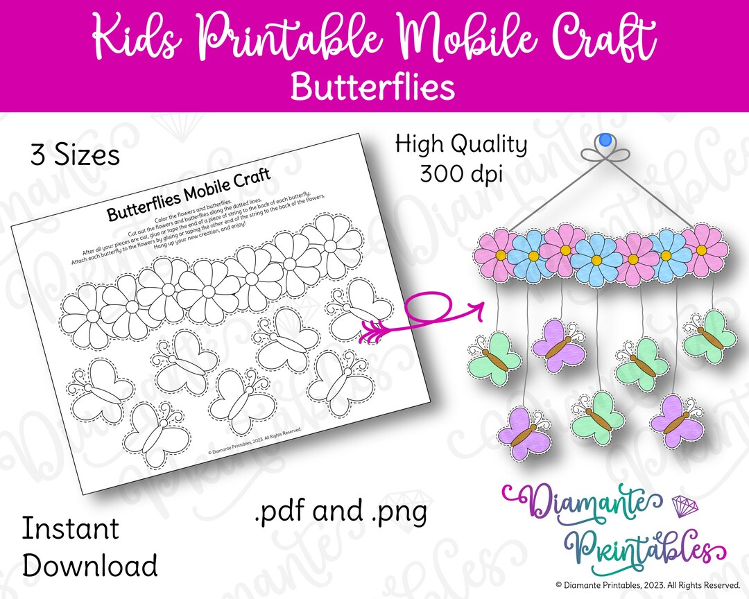 Butterflies Printable Mobile Craft | Scissor Skills, Fine Motor Skills ...