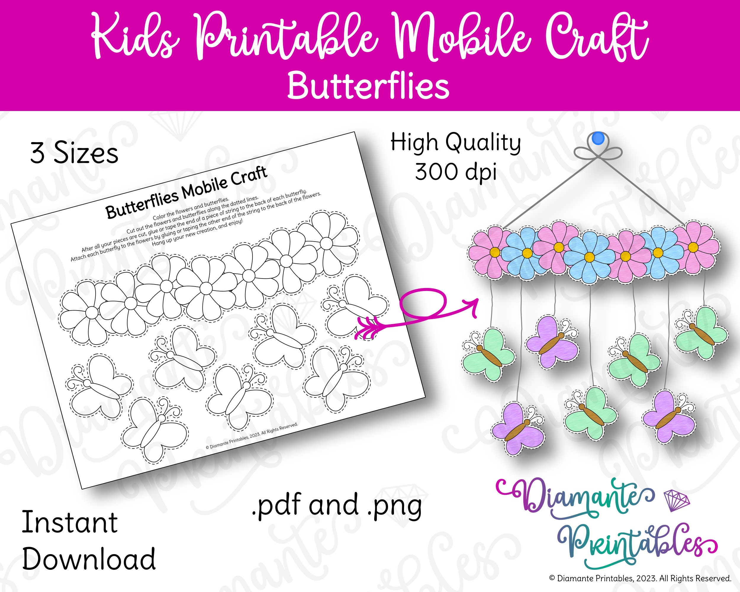 Butterflies Printable Mobile Craft Scissor Skills, Fine Motor Skills ...