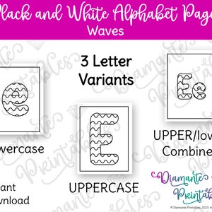 Printable Alphabet Poster Bundle | Waves Bulletin Board Letters | Black ...