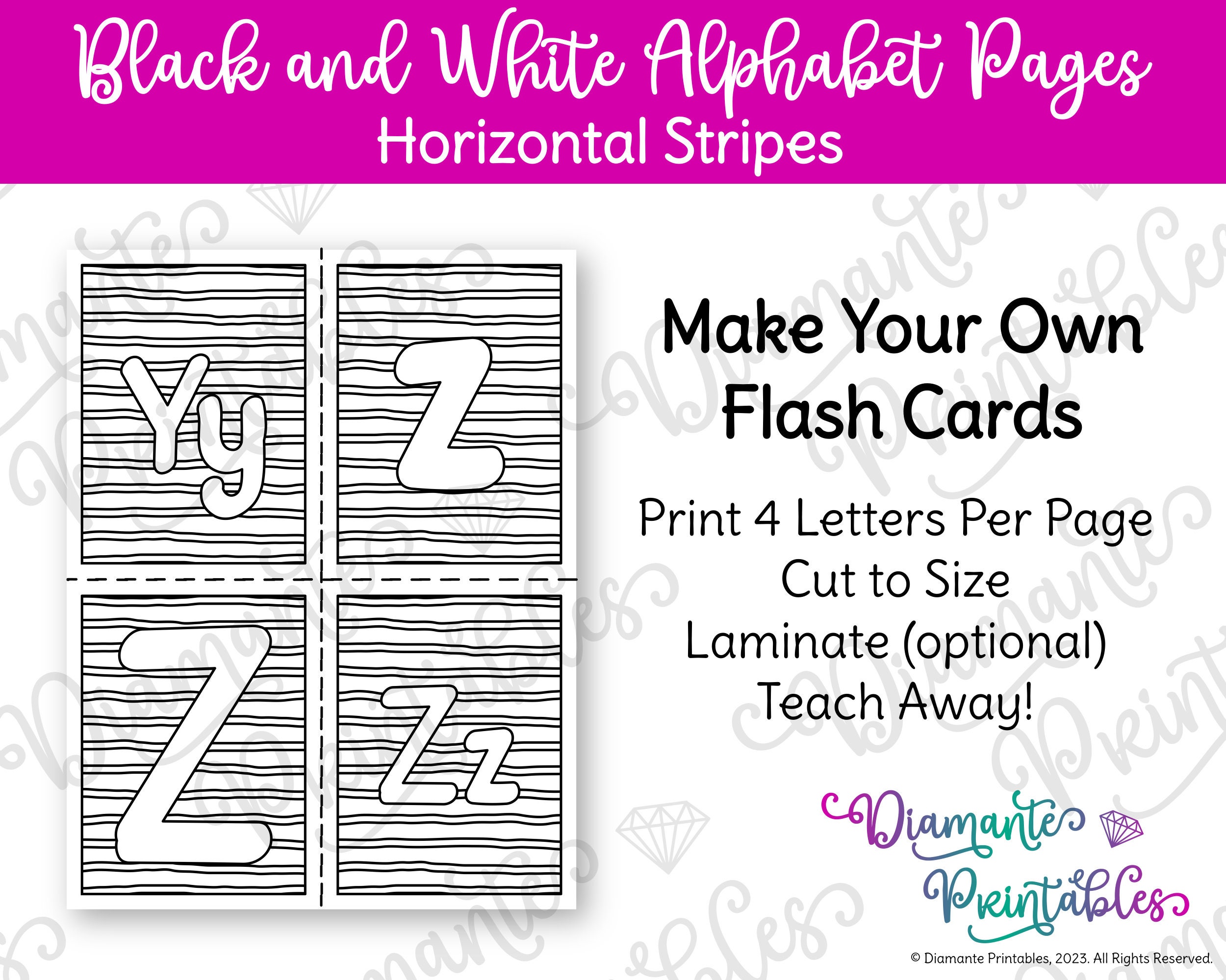 Printable Alphabet Poster Bundle Horizontal Stripes Bulletin Board ...