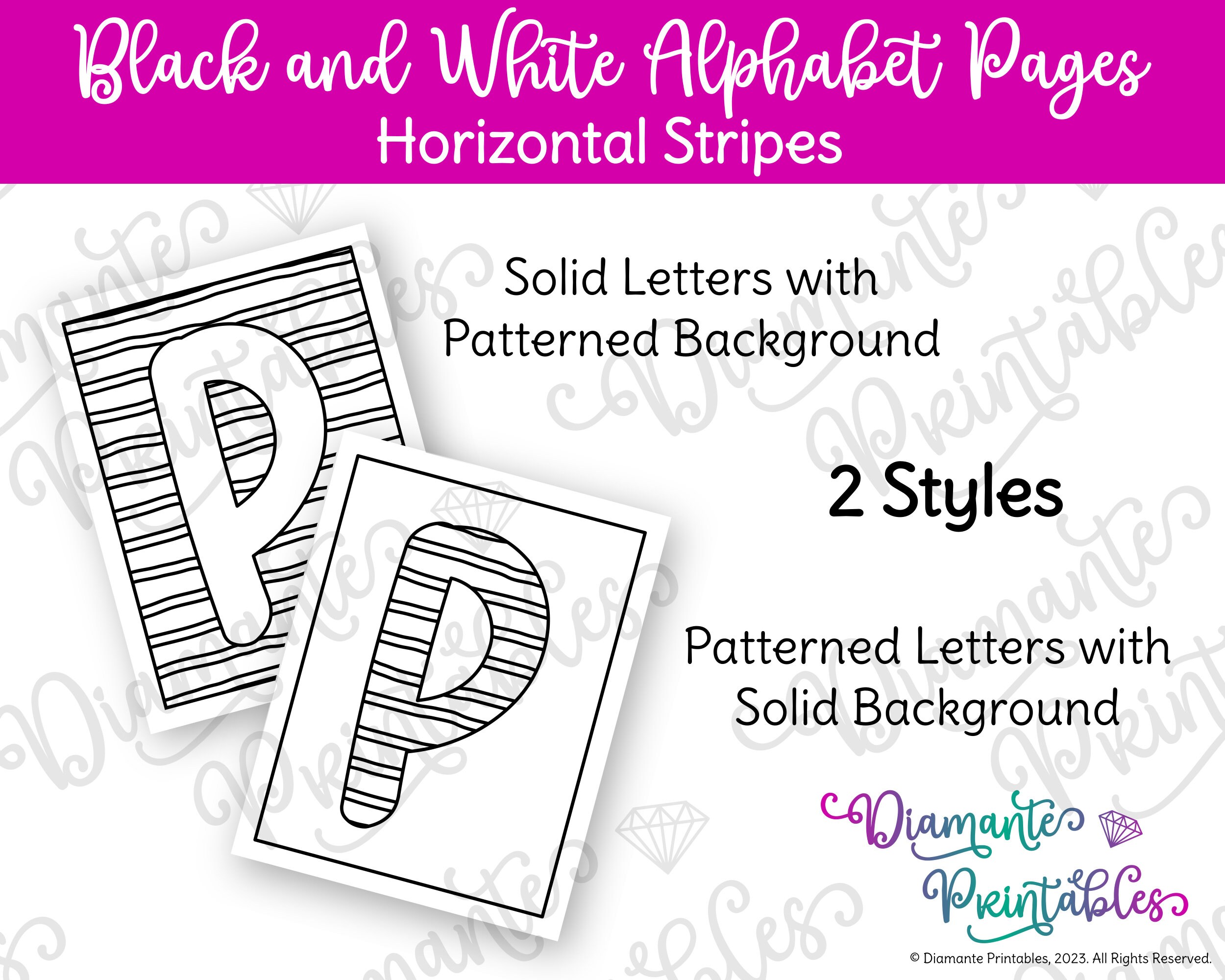 Printable Alphabet Poster Bundle Horizontal Stripes Bulletin Board ...