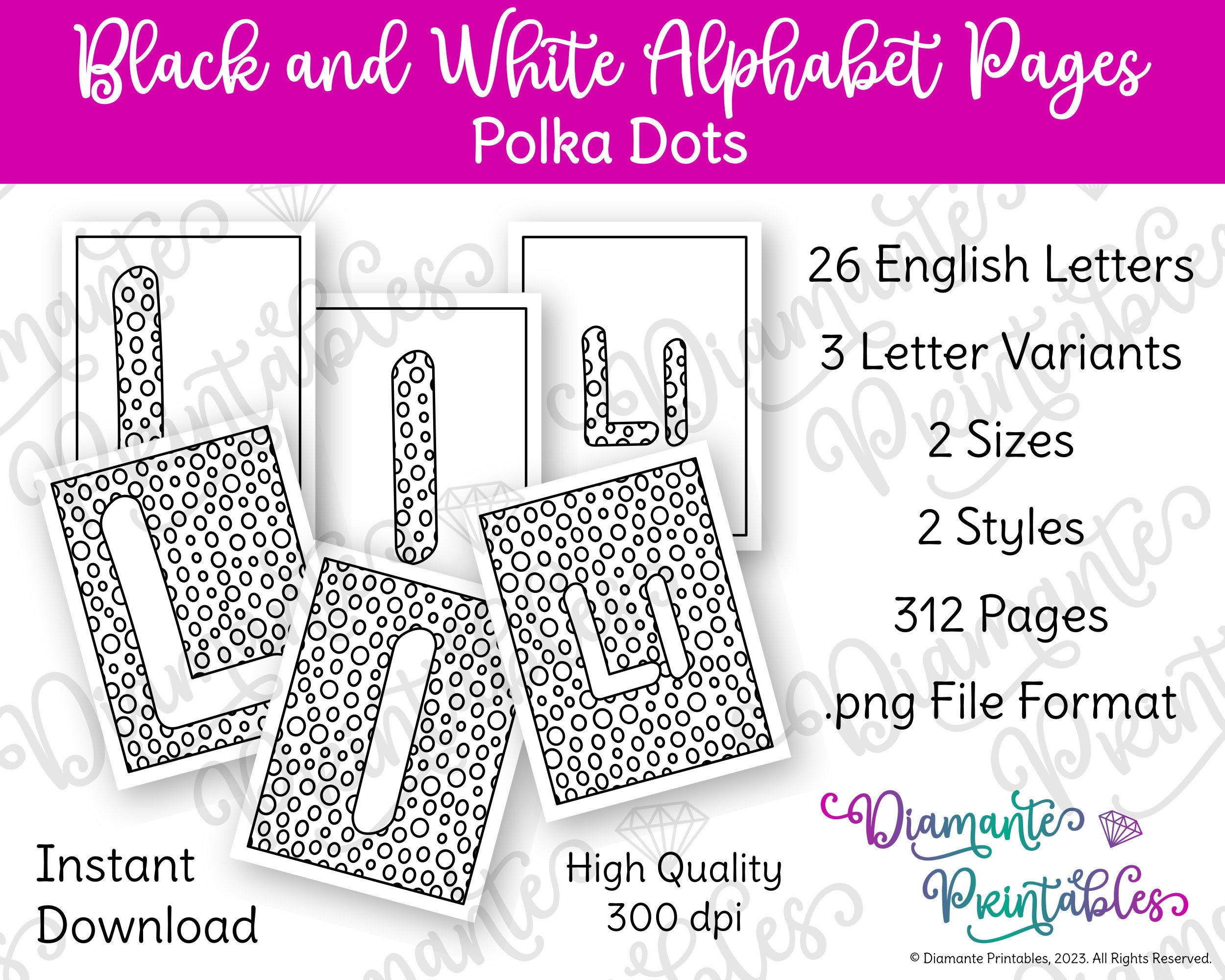 Printable Alphabet Poster Bundle | Polka Dots Bulletin Board Letters ...