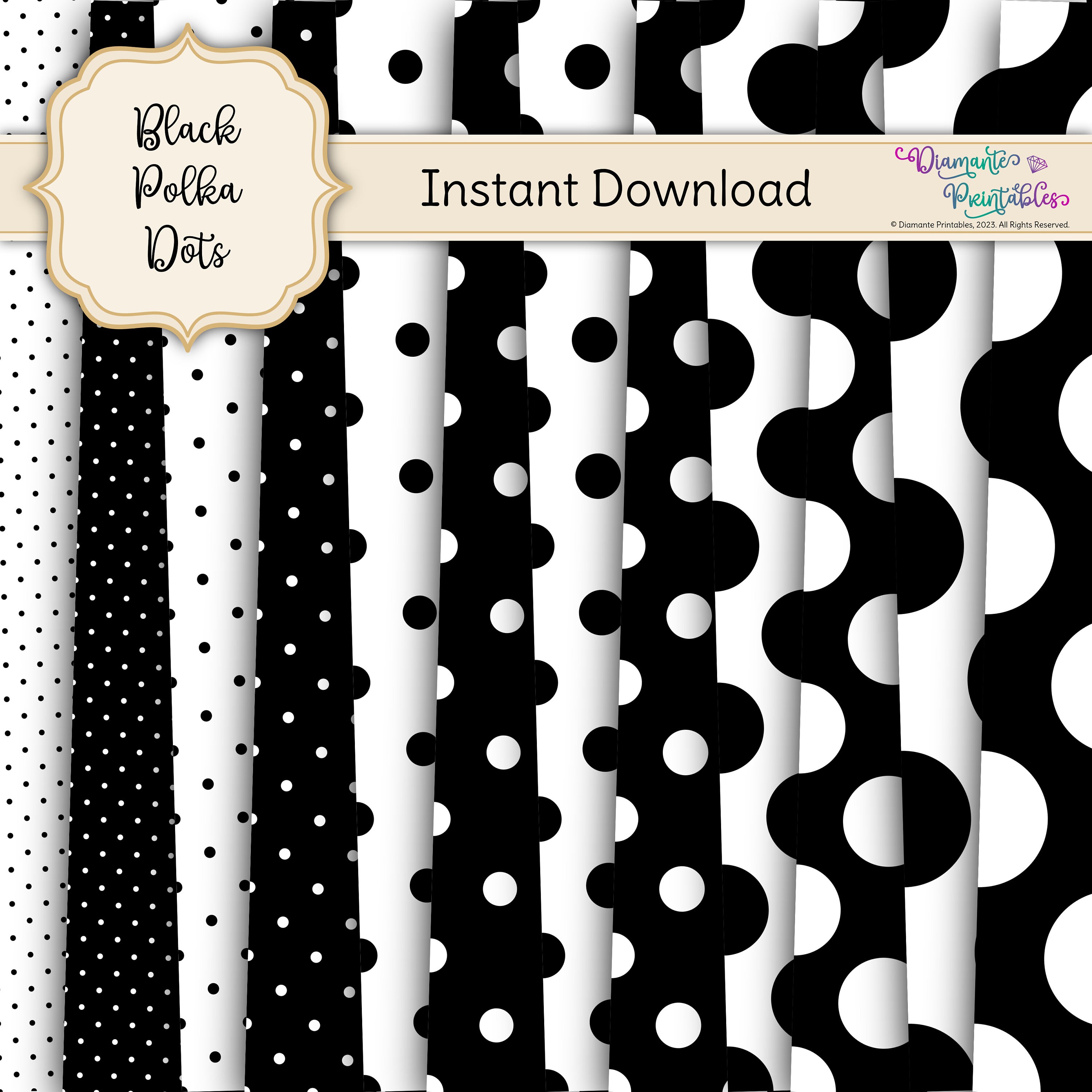 Black and White Polka Dots Digital Paper Pack 12 Styles 4 - Etsy Nederland