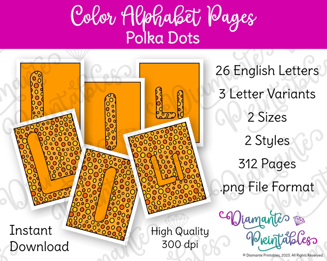 Printable Alphabet Poster Bundle Polka Dots Bulletin Board Letters ...