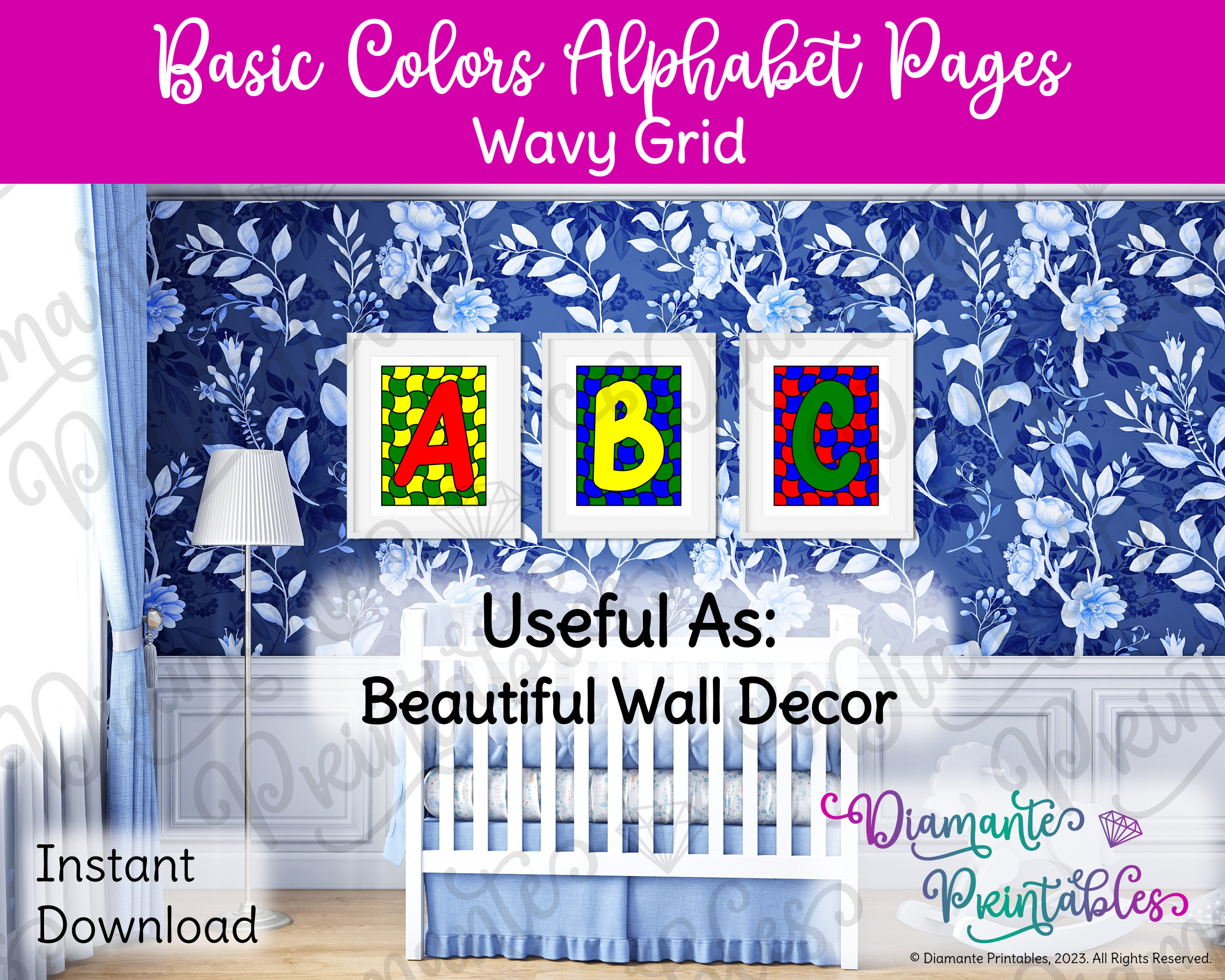 Printable Alphabet Poster Bundle Wavy Grid Bulletin Board - Etsy