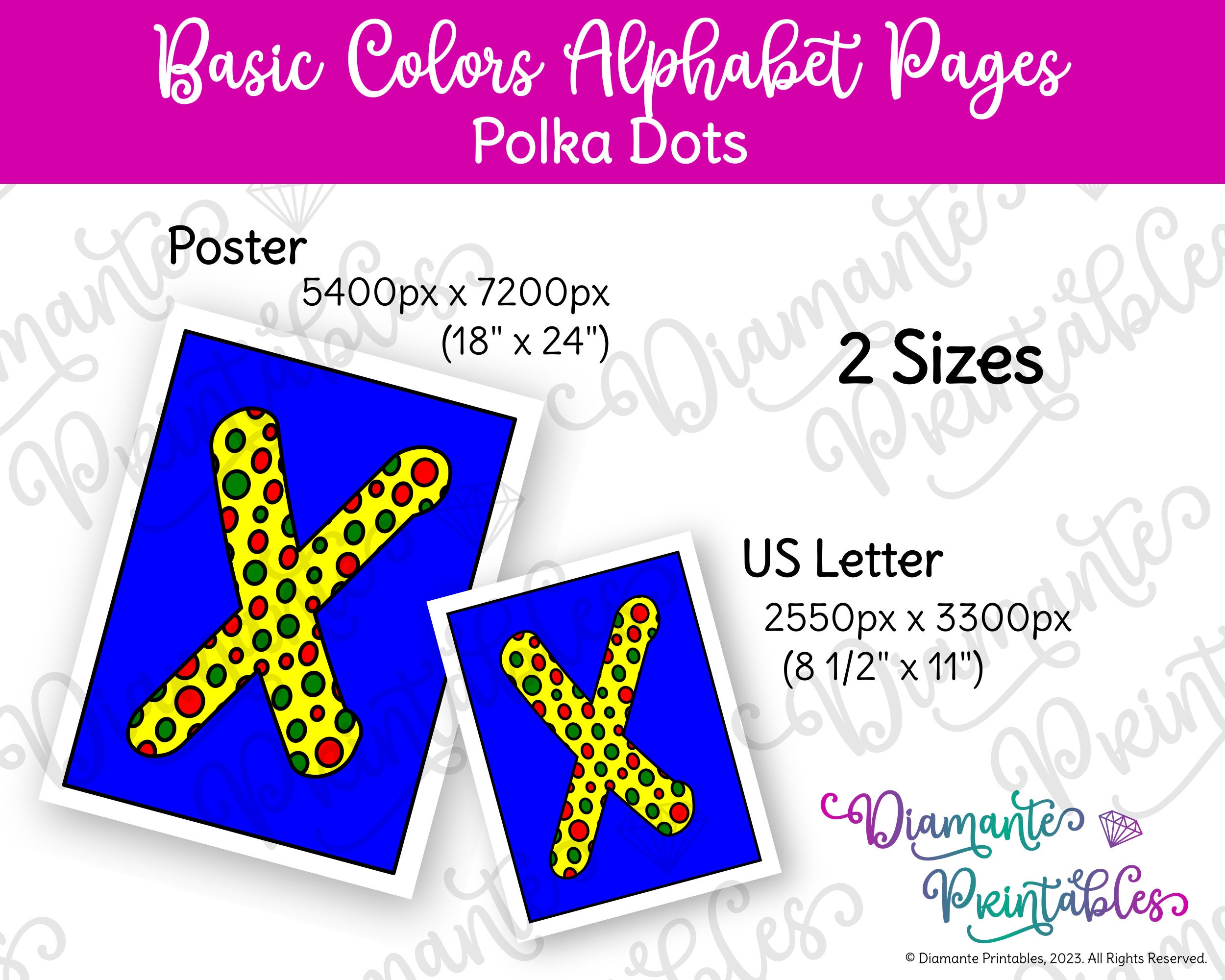 Printable Alphabet Poster Bundle | Polka Dots Bulletin Board Letters ...