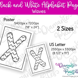 Printable Alphabet Poster Bundle | Waves Bulletin Board Letters | Black ...