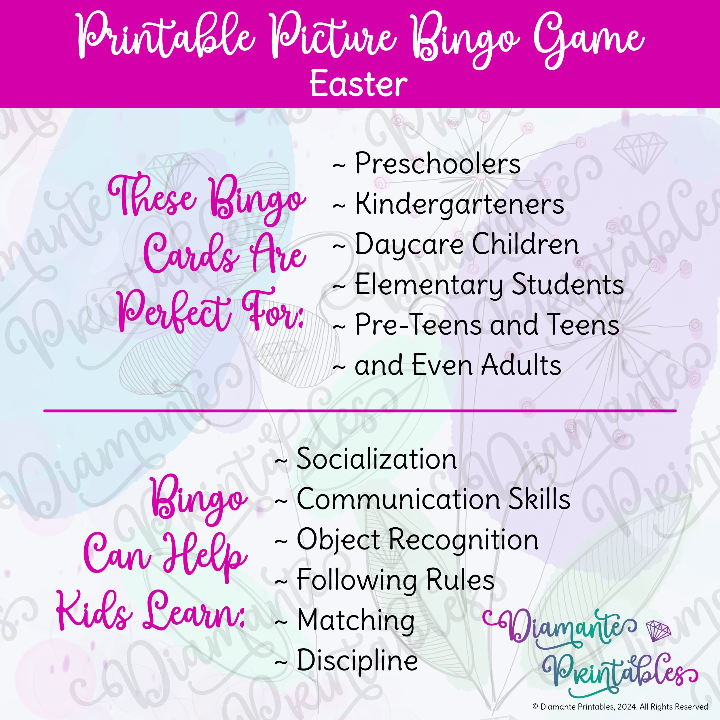 24 Printable Easter Picture Bingo Cards | Classroom Activity for Kids ...