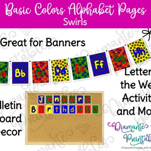 Printable Alphabet Poster Bundle | Swirls Bulletin Board Letters ...