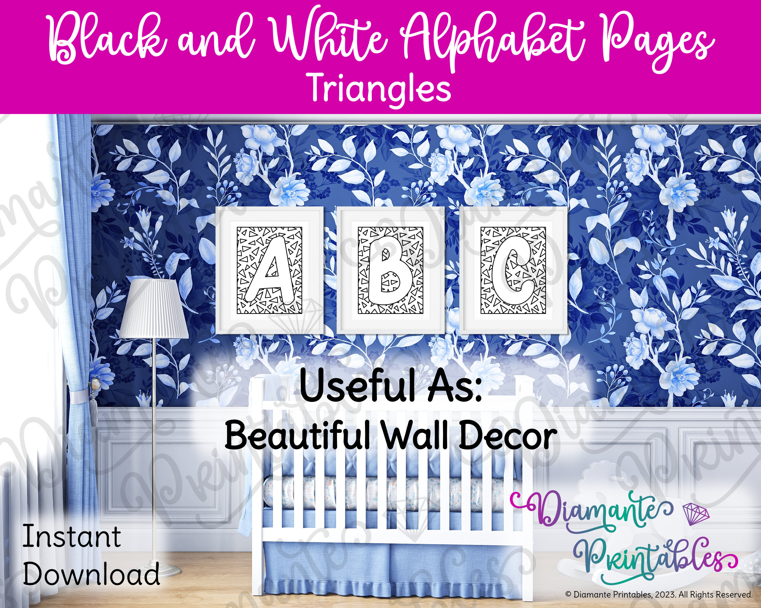 Printable Alphabet Poster Bundle Triangles Bulletin Board Letters Black ...