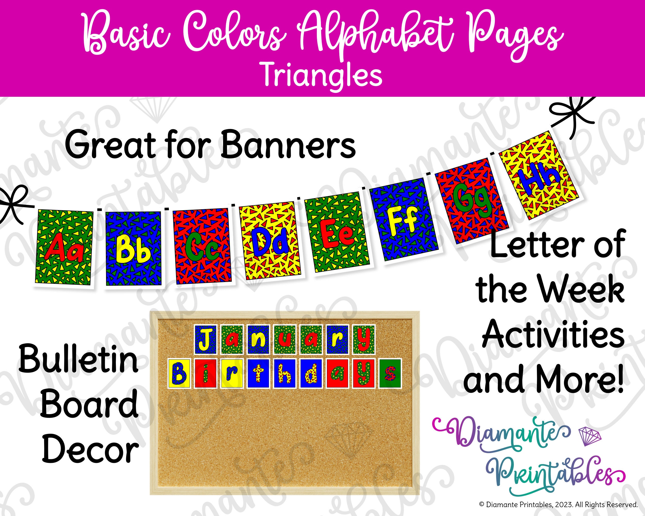 Printable Alphabet Poster Bundle | Triangles Bulletin Board Letters ...