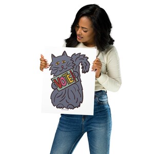 Cat Vote Poster Cute Cat Wall Art Cat Vote Window Sign Vote Optimistic ...