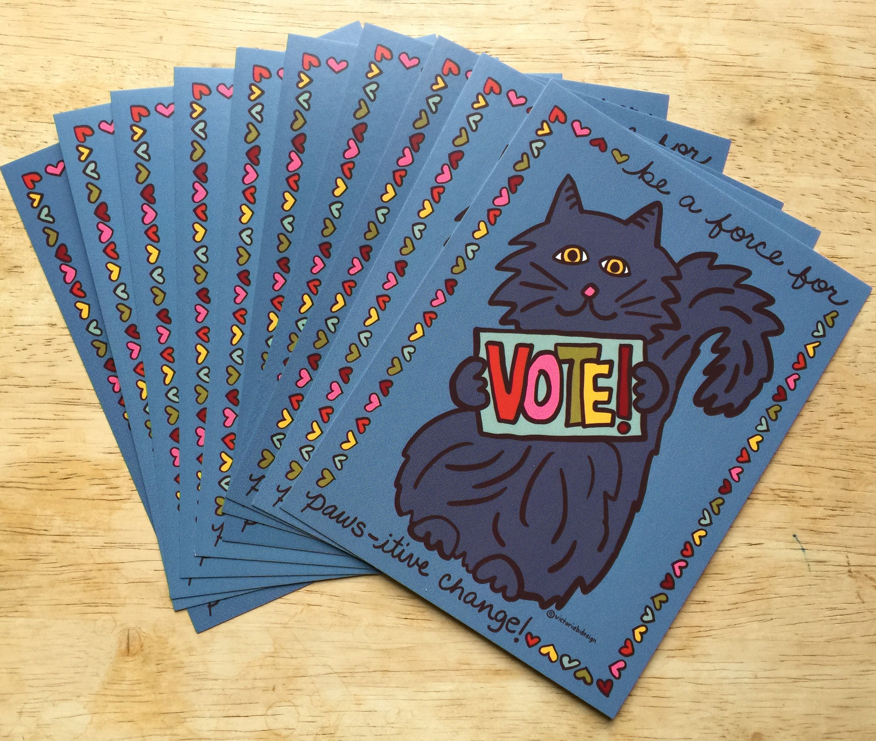 Vote Postcards 10 Pack Cute Cat Art Get Out the Vote Postcards Civic ...