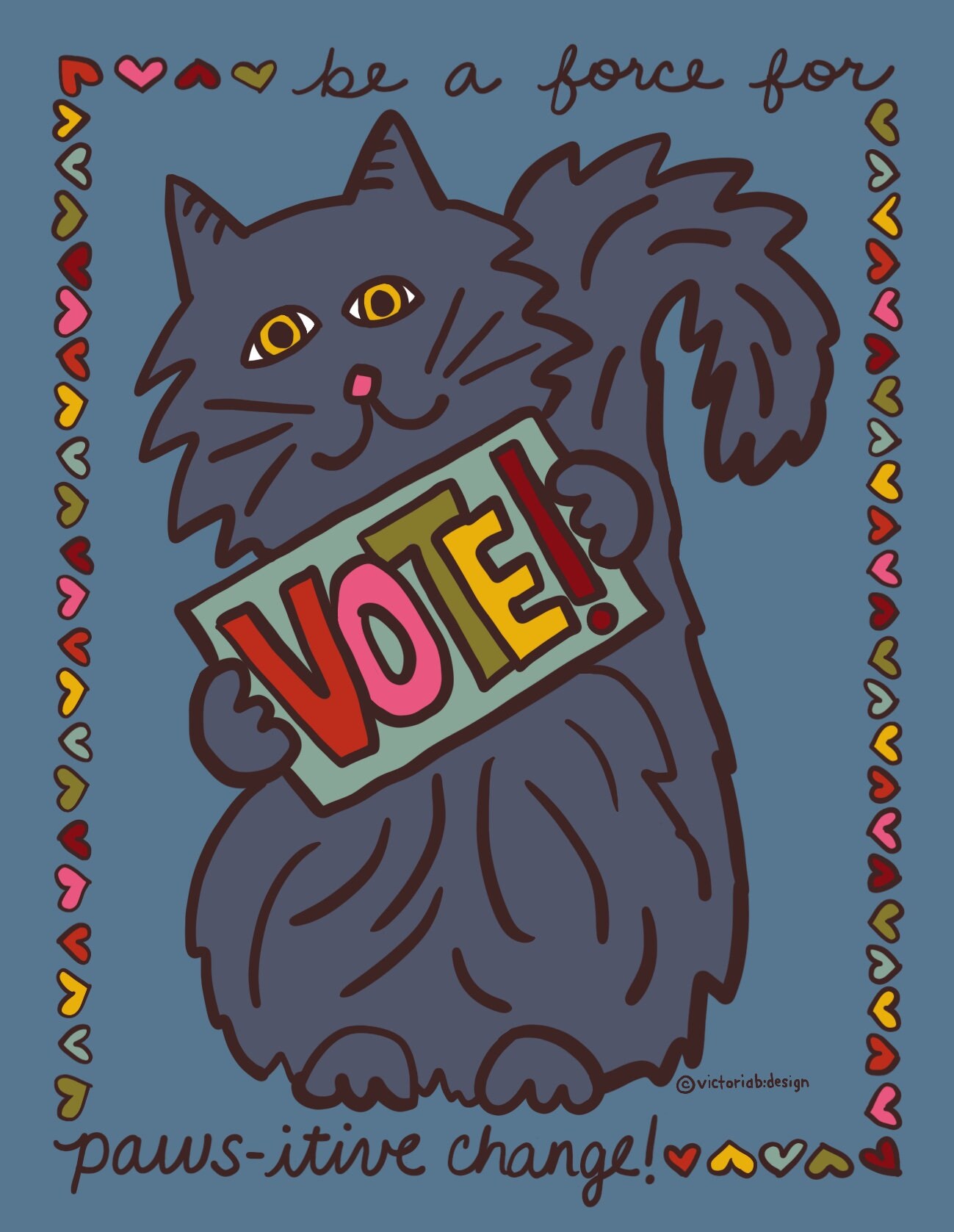 Vote Postcards 10 Pack Cute Cat Art Get Out the Vote Postcards Civic ...