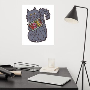 Cat Vote Poster Cute Cat Wall Art Cat Vote Window Sign Vote Optimistic ...