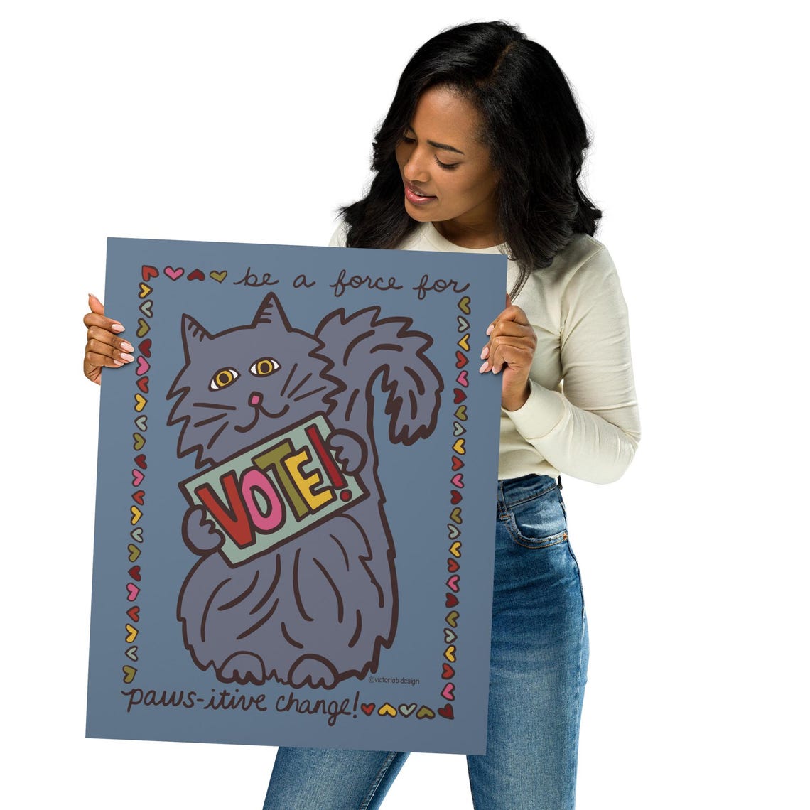Vote Poster Cute Cat Art Get Out the Vote Cat Vote Window Sign Art ...