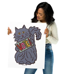 Cat Vote Poster Cute Cat Wall Art Cat Vote Window Sign Vote Optimistic ...