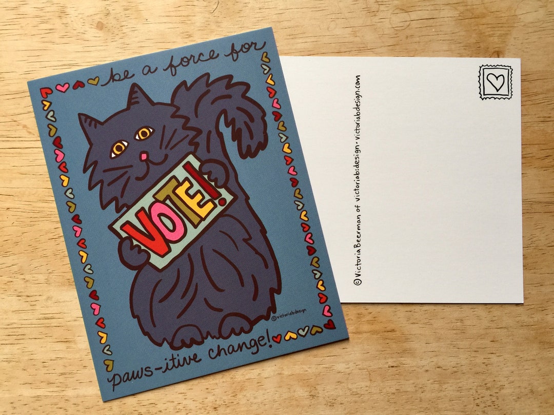 Vote Postcards 10 Pack Cute Cat Art Get Out the Vote Postcards Civic ...