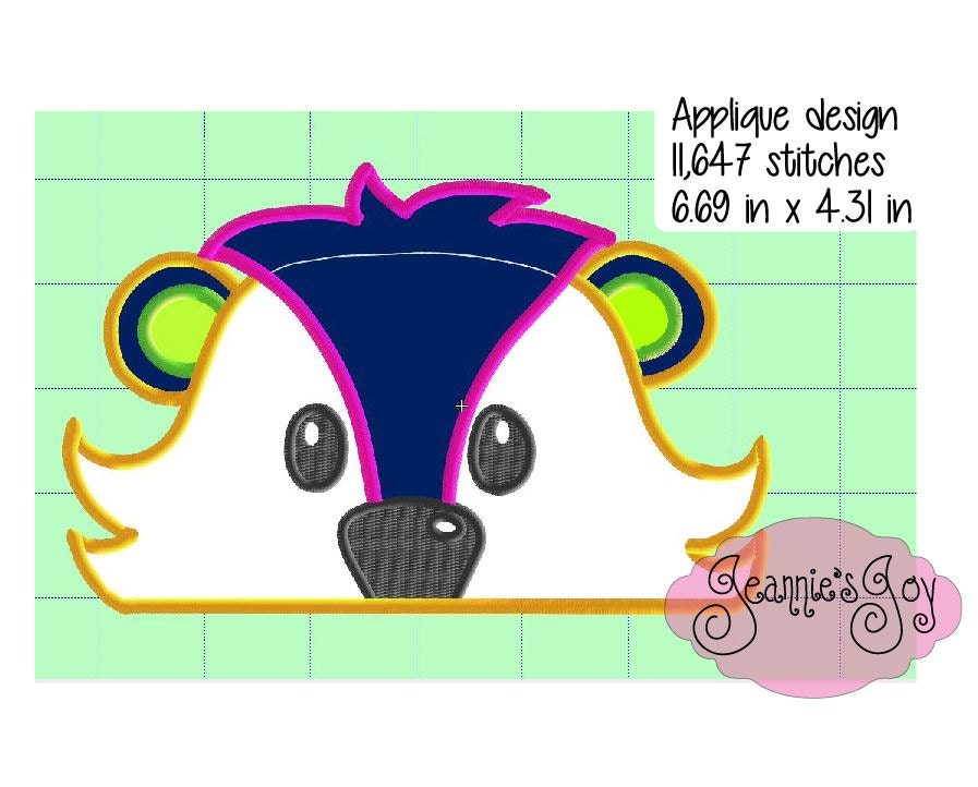 Applique Peeker Design sidney Skunk Peeker - Etsy