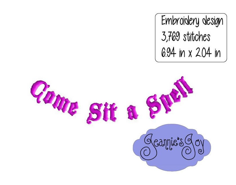 Embroidery Design- Come Sit a Spell- 5x7 - Etsy