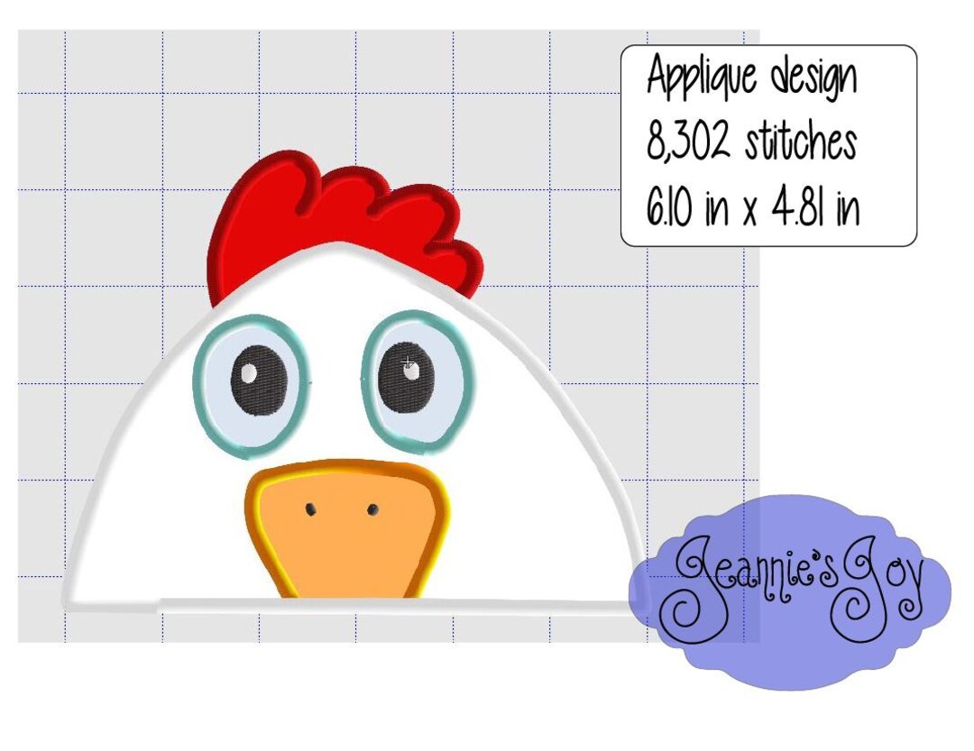 Applique Peeker Design red the Rooster - Etsy