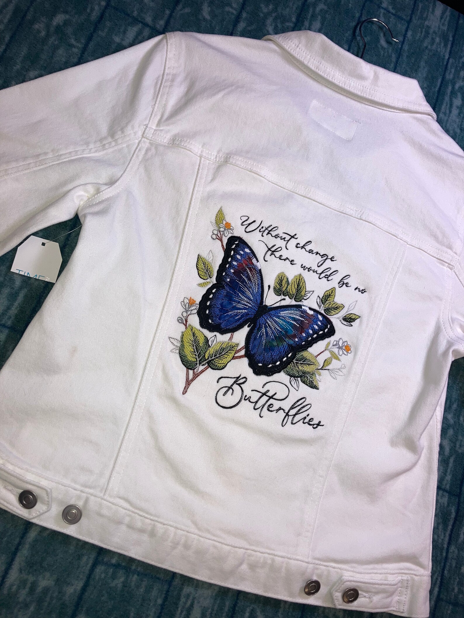 White Jean Jacket With Butterfly Embroidery Design - Etsy