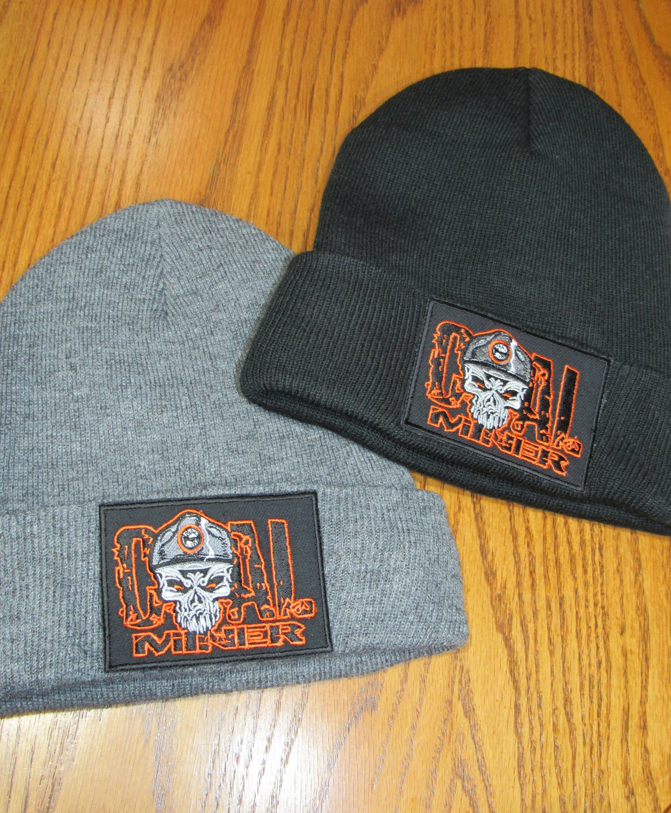 Fleece Lined Coal Miner Beanie Coal Miner Skull Patch - Etsy