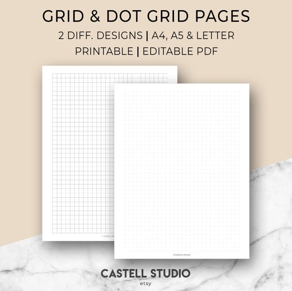 Grid & Dot Grid Pages Printable Study Notes Insert | Etsy
