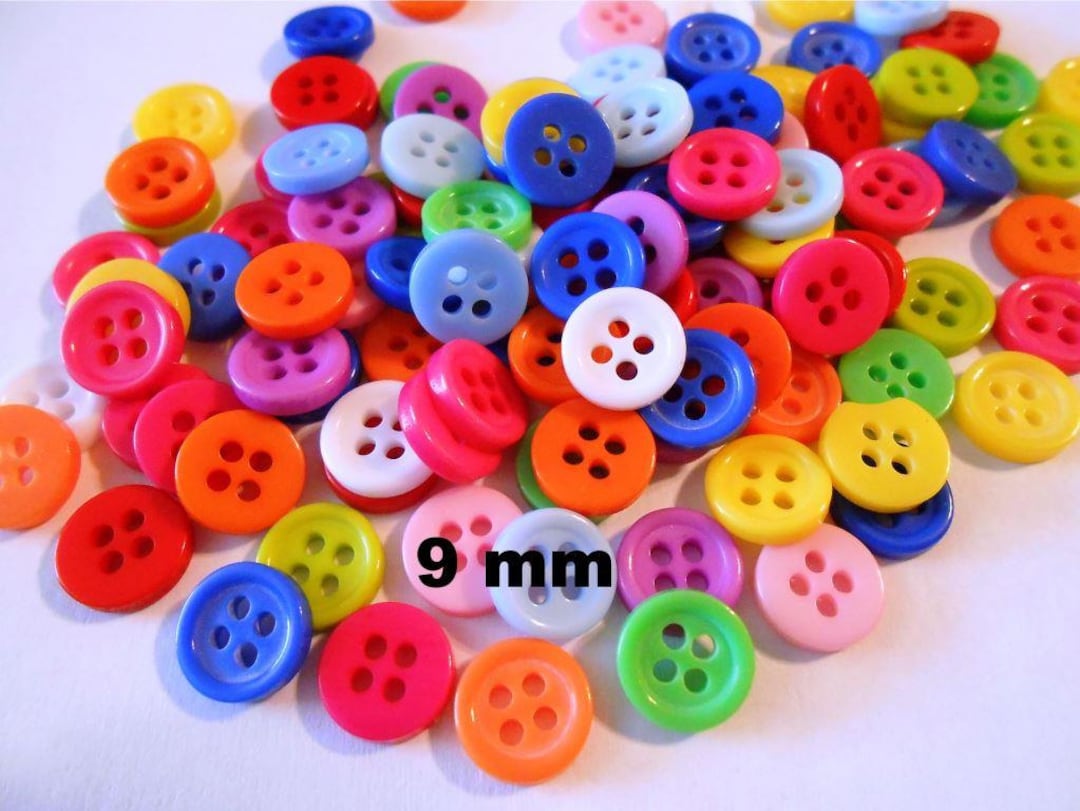 50 Multicolored Buttons Resin Buttons Small 9mm Round Buttons Kids ...