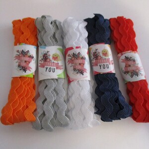 20 Yards Ric Rac Trim Ribbon 2 Each of 10 Colors | Grosgrain Zig Zag ...