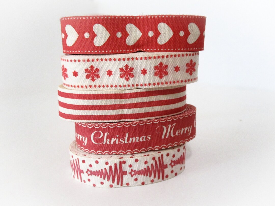 5 Yards Red and White Christmas Ribbon for DIY Gift Wrapping Bows ...
