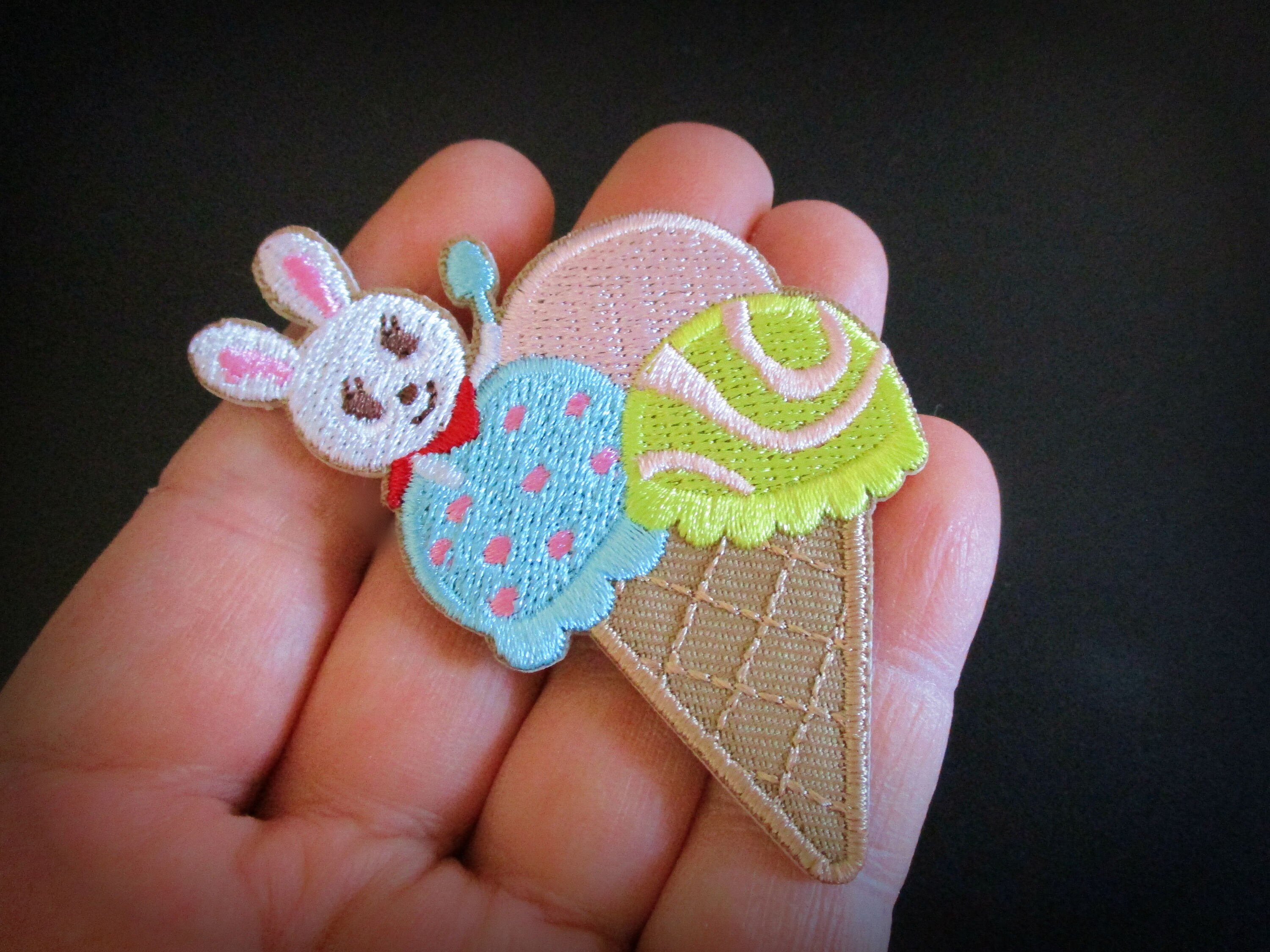 Cute Bunny and Ice Cream Cone Patch Rabbit Patch Bunny Patch - Etsy