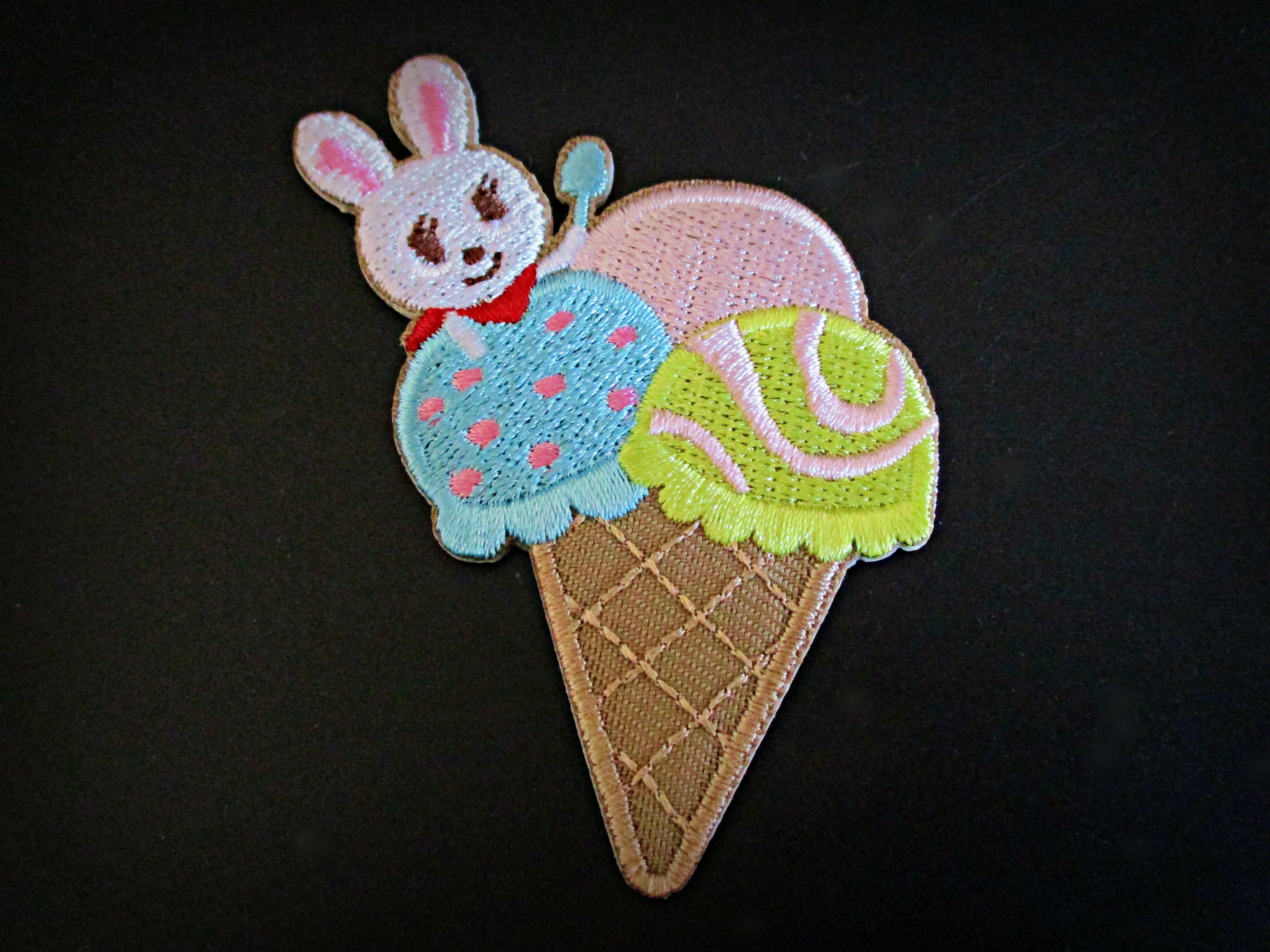 Cute Bunny and Ice Cream Cone Patch Rabbit Patch Bunny Patch - Etsy