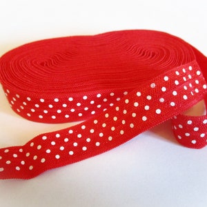 15 Yards FOE Elastic in 3 Colors With Polka Dots Red White Blue 15mm 5/ ...