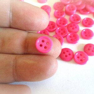 25 Hot Pink Plastic Buttons: 10mm Round 4-hole Buttons - Etsy