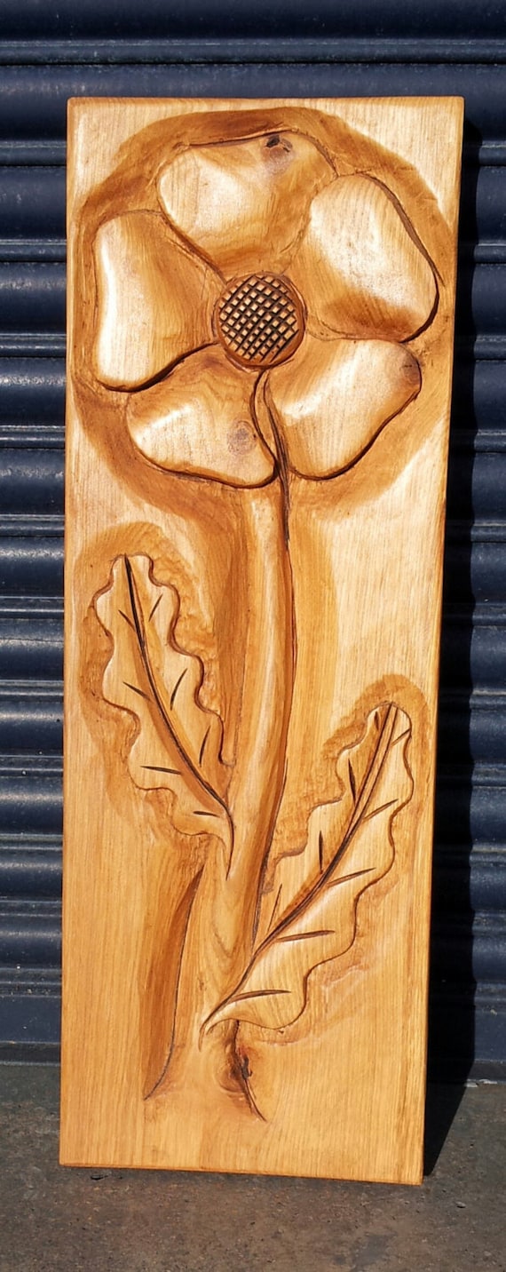 Poppy Wood Carving Carved Panel | Etsy Canada