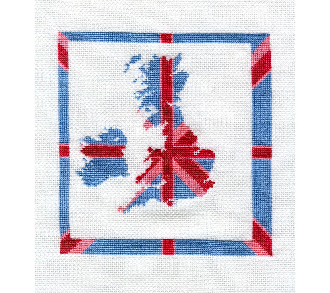 English Map and Union Jack Cross Stitch Chart. Download - Etsy
