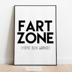 Fart Zone Sign, Bathroom Humor Sign, Funny Toilet Sign, Kids Bathroom ...