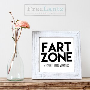 Fart Zone Sign, Bathroom Humor Sign, Funny Toilet Sign, Kids Bathroom ...