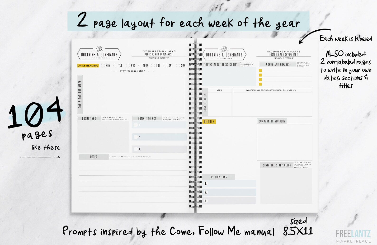 Come Follow Me Journal PRINTABLE, Doctrine and Covenants, Instant ...