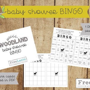 Woodland Baby Shower, Baby Shower Bingo, Woodland Animals, Baby Bingo ...