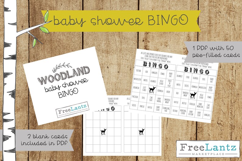 Woodland Baby Shower, Baby Shower Bingo, Woodland Animals, Baby Bingo ...