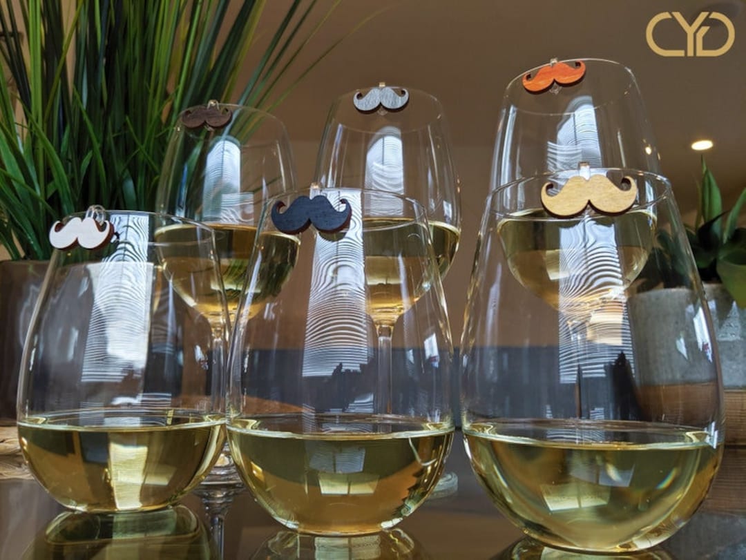 Mustache Wine Charms - Wood Drink Markers, Set of 6 - Etsy