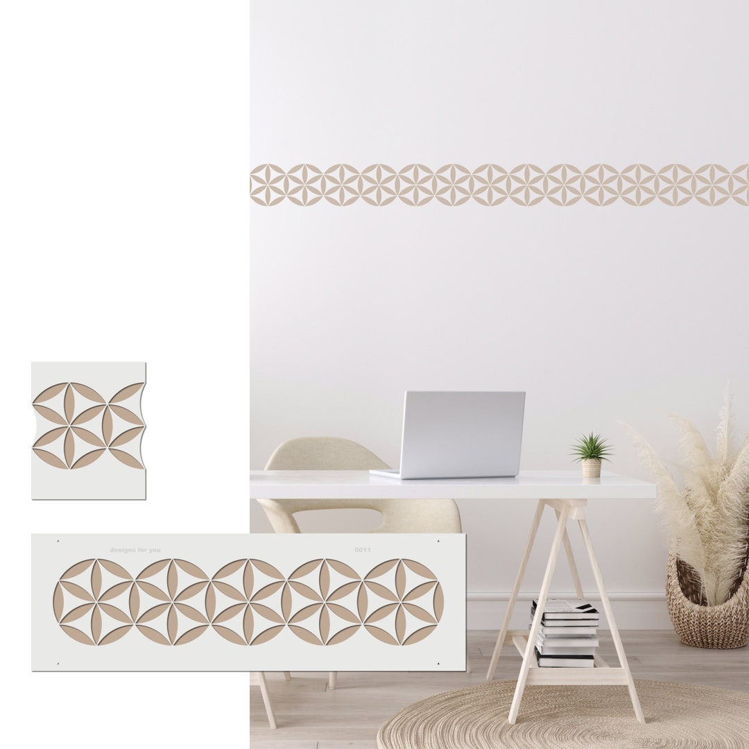 Border Stencil Circle Ornament // Wall Stencil Border for Wall Design ...