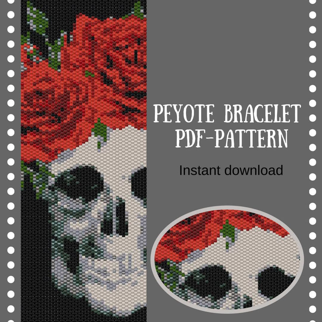 Peyote Pattern Bracelet Halloween Skull Beadwork Pattern Beading ...