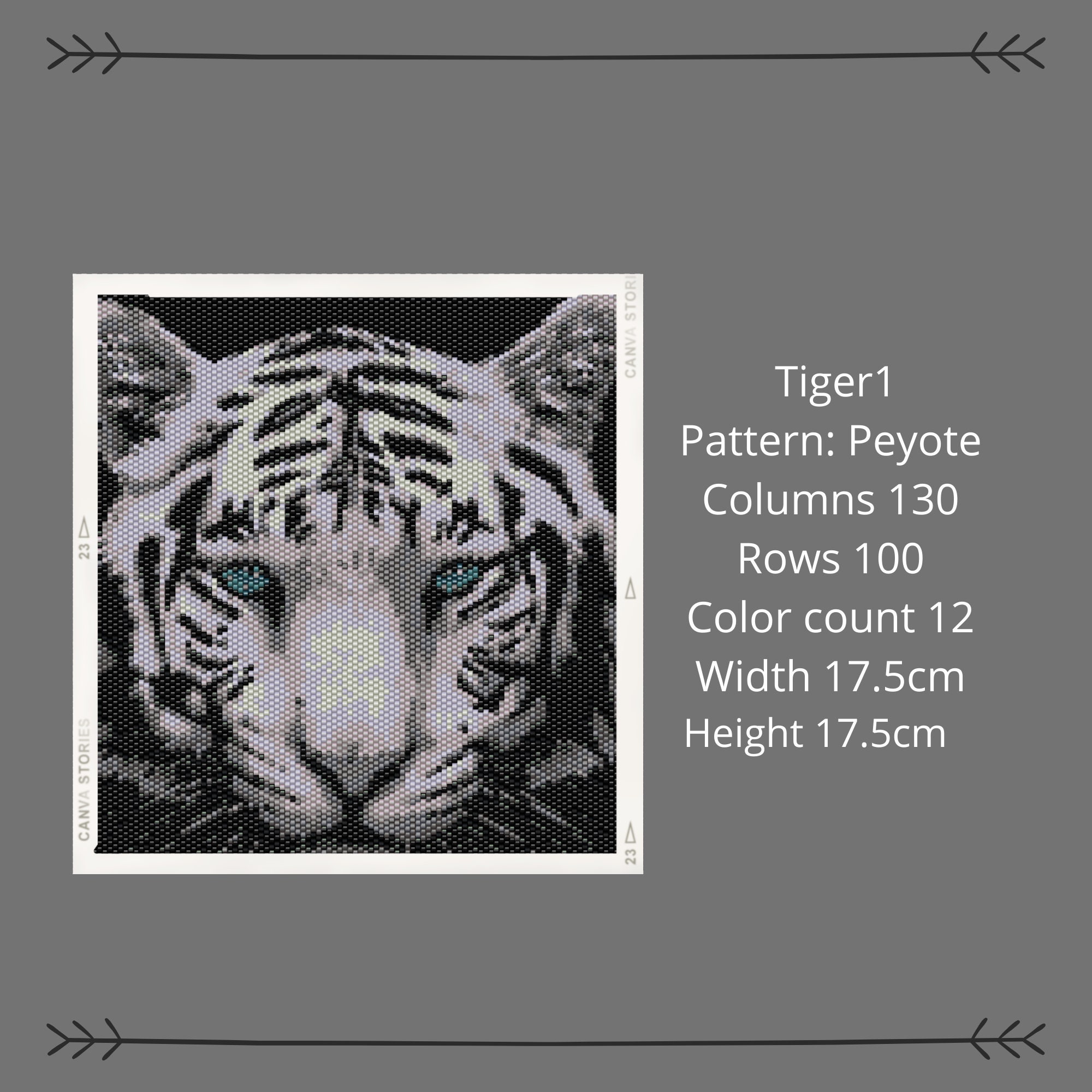 Peyote Stitch Animal Pattern Peyote Pattern White Tiger Beaded - Etsy