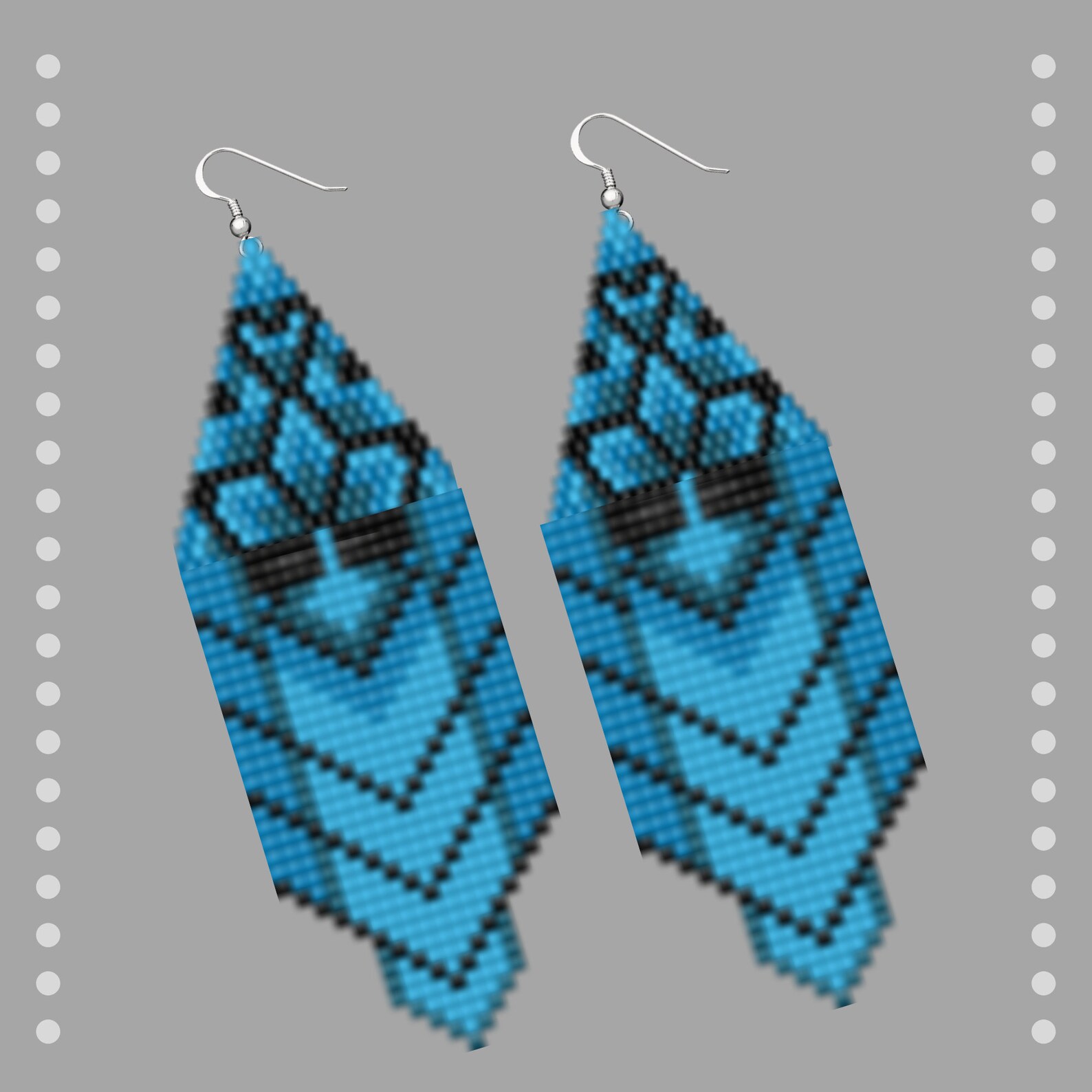 Native American Earrings Pattern 9 Blue Brick Stitch Beading - Etsy